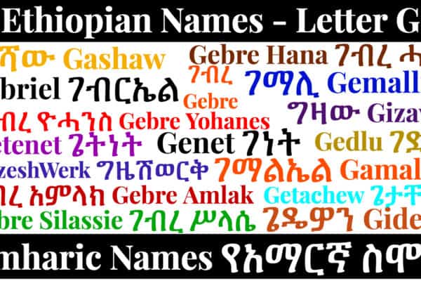 Ethiopian Names - Letter G - Lion Of Judah Society