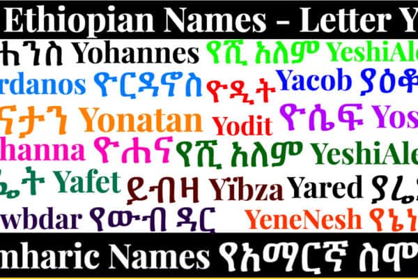 Ethiopian Names - Letter Y - Lion Of Judah Society